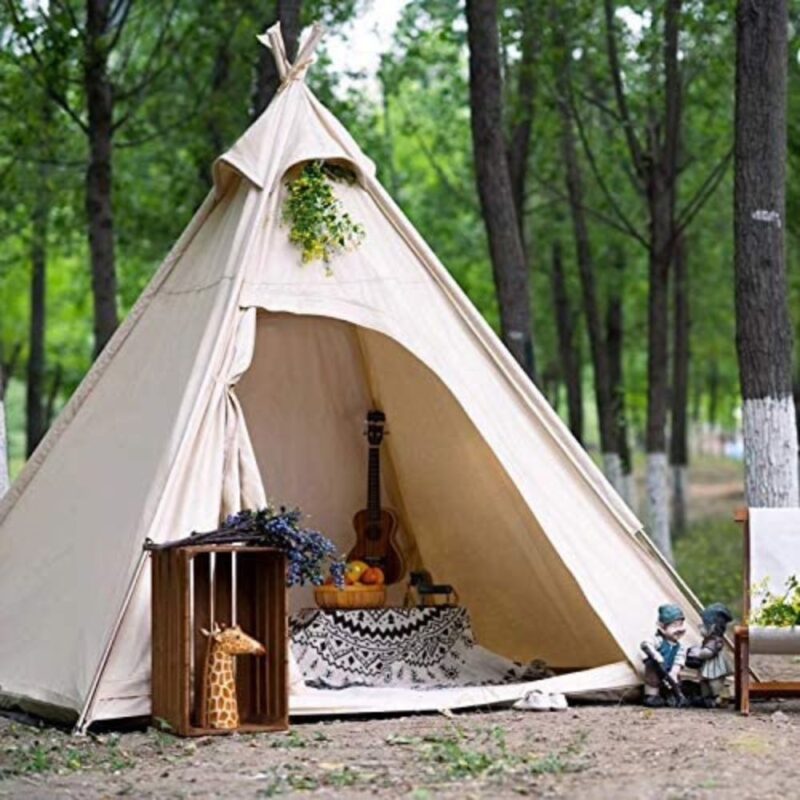 FREE SPACE Outdoor Pyramid Shaped Camping Tent, 3-Person,100% Cotton ...