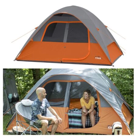 CORE 6-Person Instant Cabin Tent w Awning Green/Gray - Outdoorsi