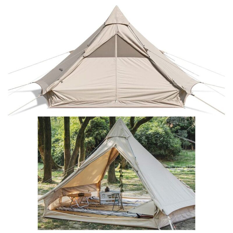 NATUREHIKE Brighten Cotton Tent, Pyramid Tent, Family Tent, 4-Season ...